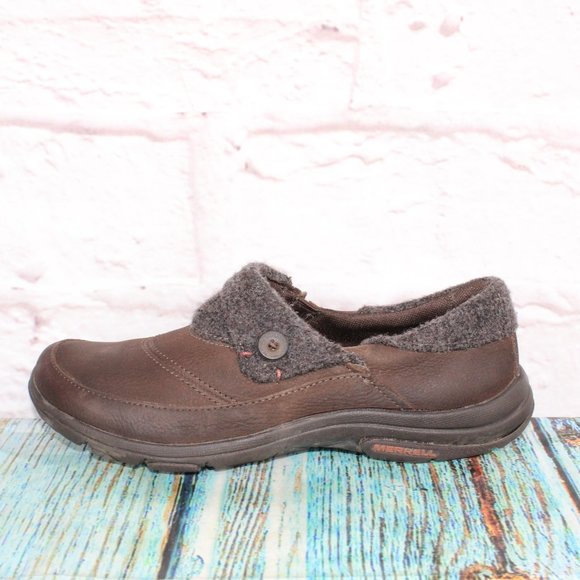 Merrell | Shoes | Merrell Brown Leather Select Grip Comfort Slip On ...